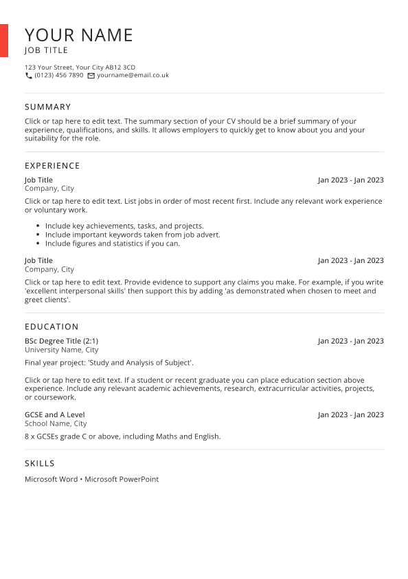 CV Template: Create a Free CV in Minutes